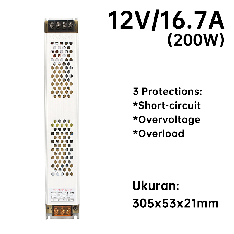 Power Supply Slim 12 Volt / 3A-25A 36W-300W Trafo Indoor Light Box ...