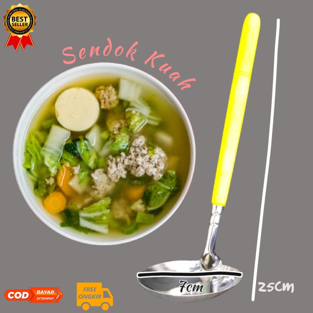 Centong Kuah Sayur Stainless - irus Anti karat - Sendok Sop gagang kayu ...