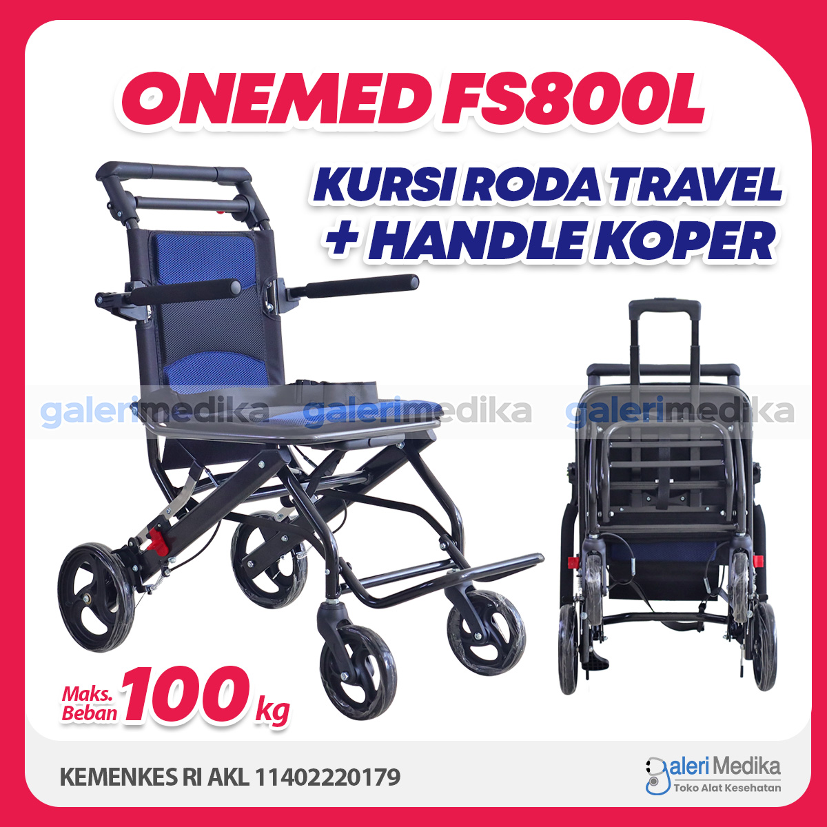 Kursi Roda Travel Onemed FS 800L Pole / Kursi Roda Koper Wheelchair ...