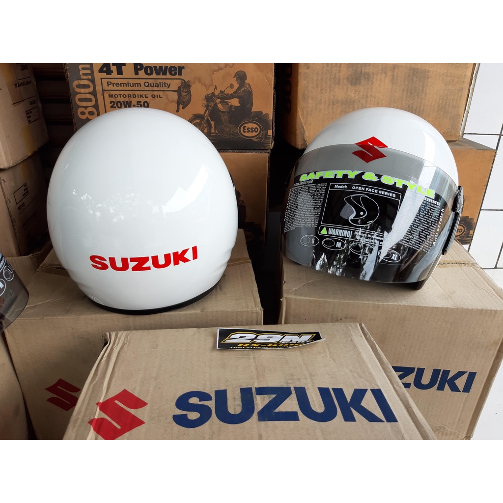 HELM HELMET HALF FACE PUTIH JADUL OLD ORIGINAL SUZUKI NOS | Lazada ...