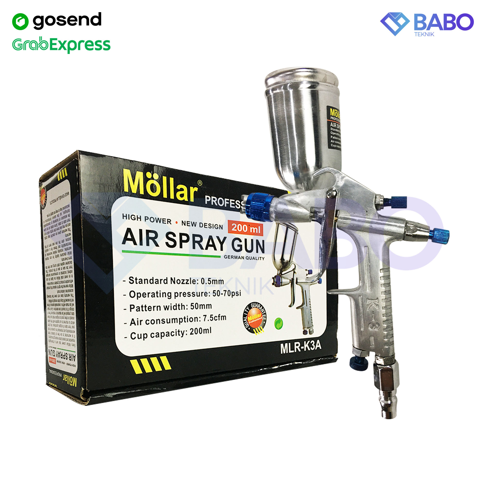 MOLLAR K3A Air Spray Gun Tabung Atas Alat Semprotan Cat Kompresor K-3 ...