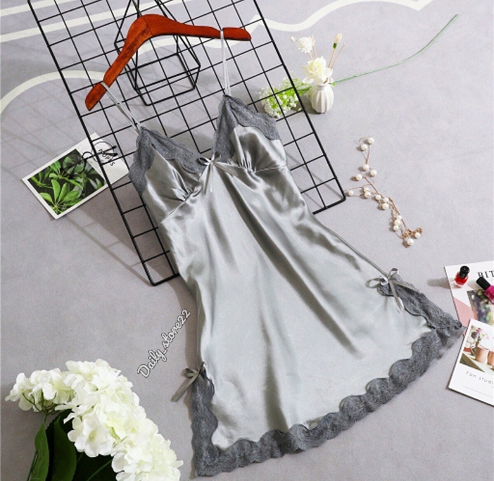 Lingerie Dress Satin Mini Deep V Silk Baju Tidur Import 3047 | Lazada ...