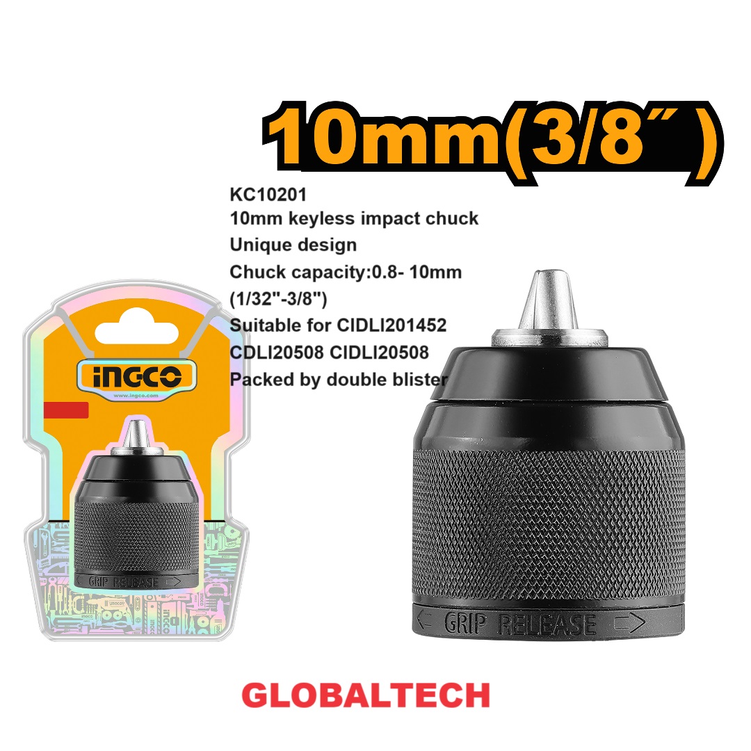 INGCO KC10201 KEYLESS IMPACT CHUCK 10MM 3/8" KEPALA BOR CORDLESS 10MM ...