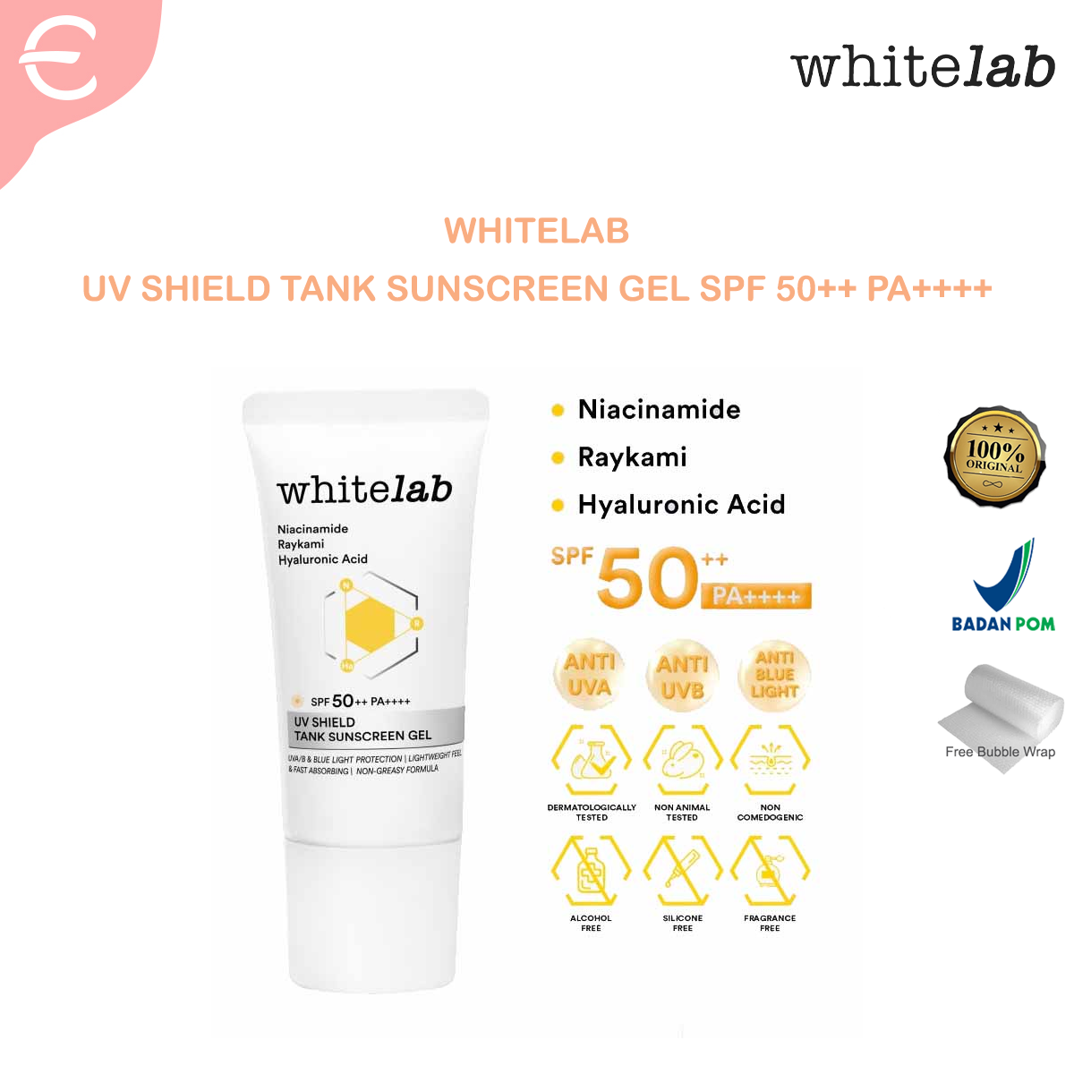 WHITELAB UV SHIELD TANK SUNSCREEN GEL SPF 50++ PA++++ | Lazada Indonesia