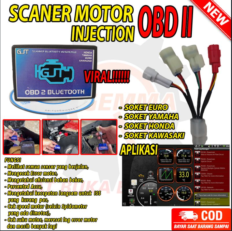 Scanner Motor Injeksi OBD 2 EURO 5 versi laptop dan android | Lazada ...