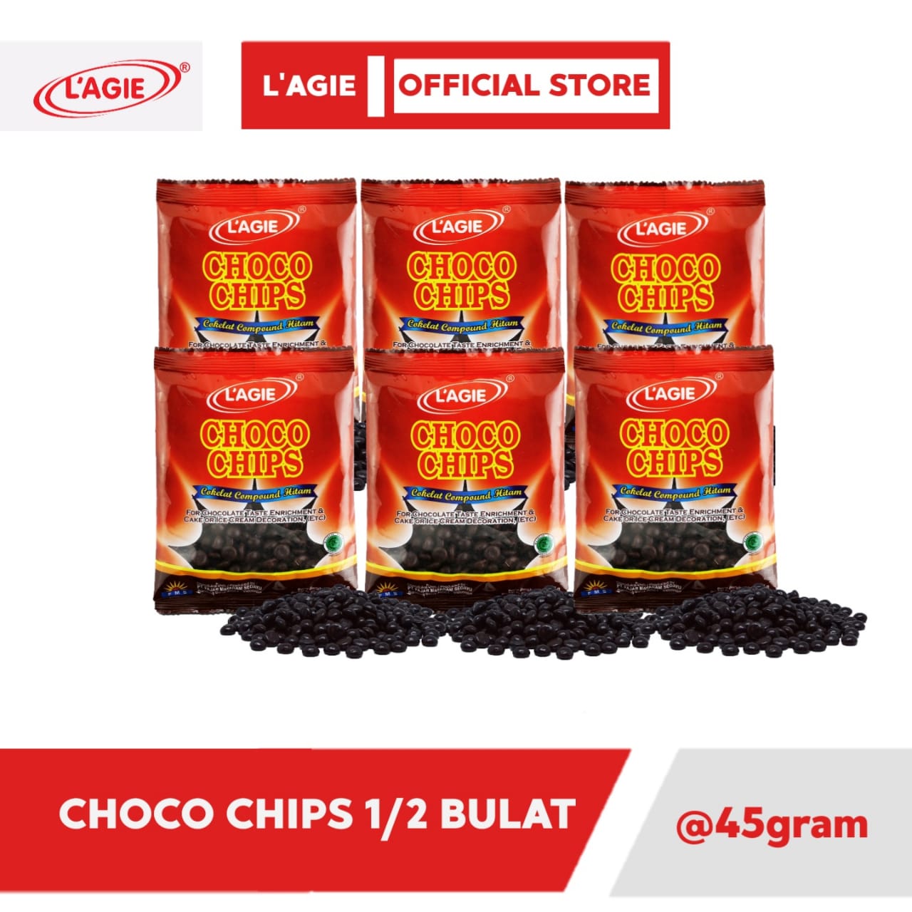Lagie Coklat Choco Chips 1/2 Bulat Hitam 6 Bungkus x45gr | Lazada Indonesia