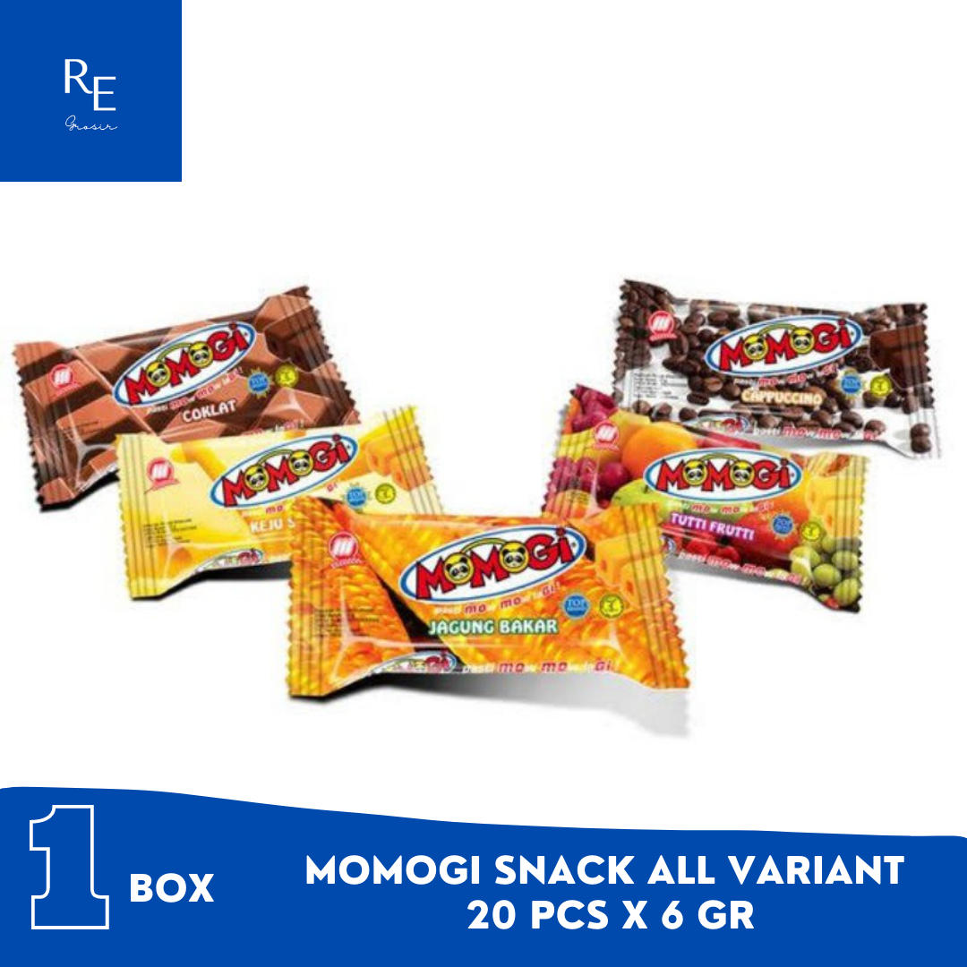 GROSIR Momogi Snack 1 Box 20 Pcs x 6 Gram Coklat Keju Jagung Bakar ...