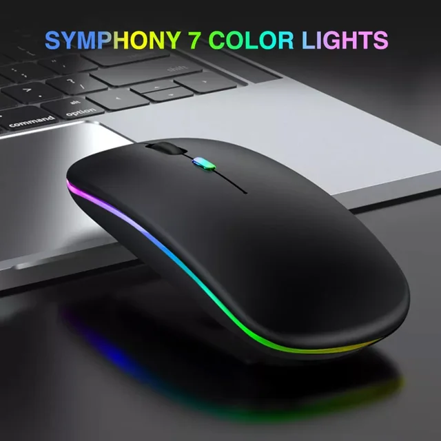 Mouse Lampu RGB wireless baterai tanam Mouse wireless bluetooth 02.4G ...