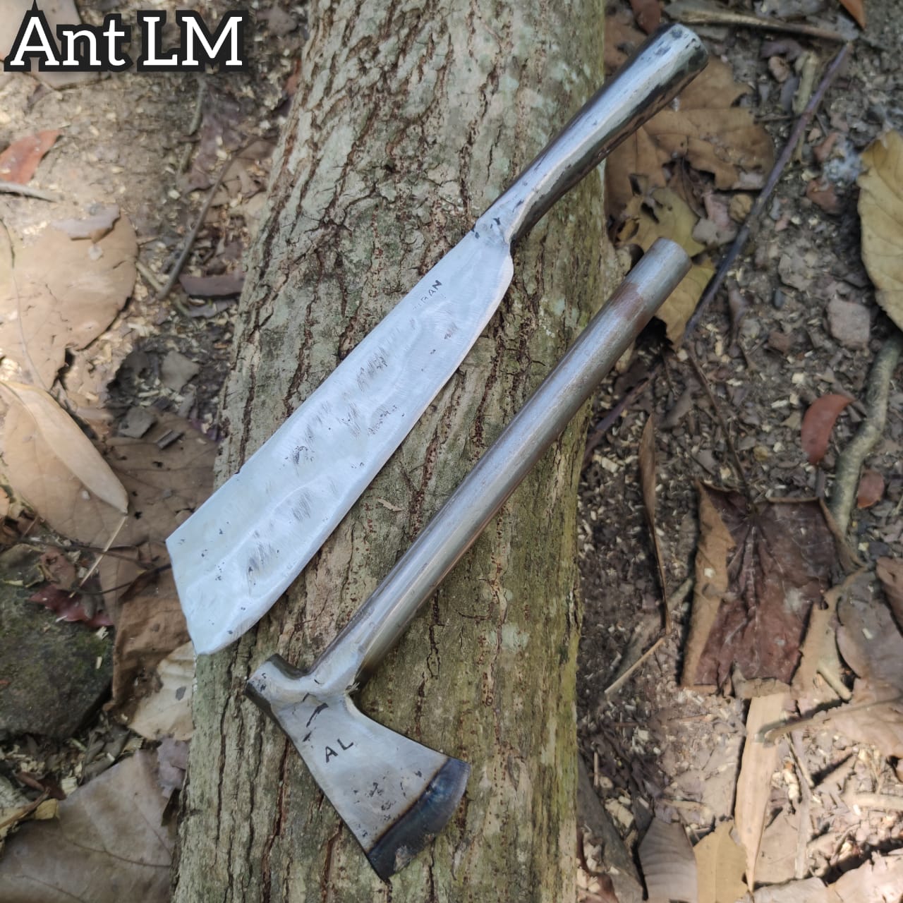 (PAKET KOMPLIT) Golok Potong Kayu / Bambu Dan Kapak Palu Dua Sisi Baja ...