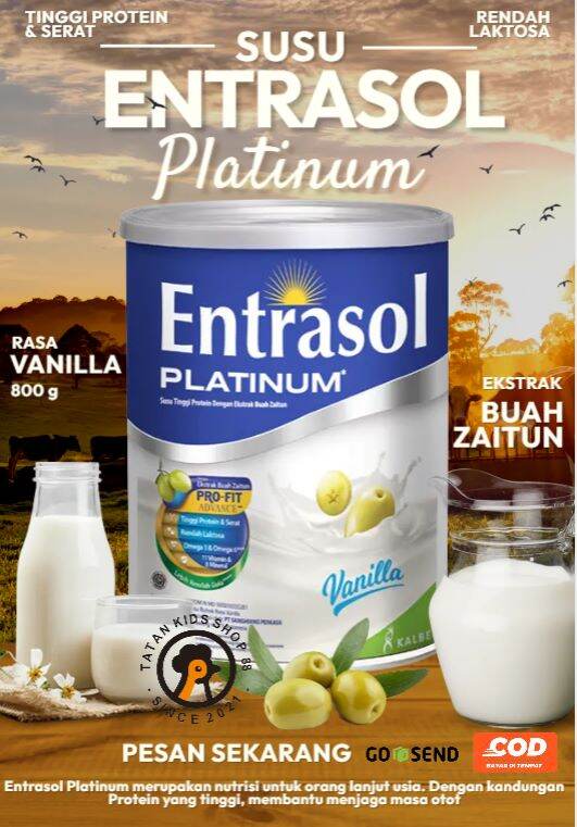Entrasol Platinum 800 gr Kaleng Susu Kalsium Untuk Tulang Lansia Dengan ...