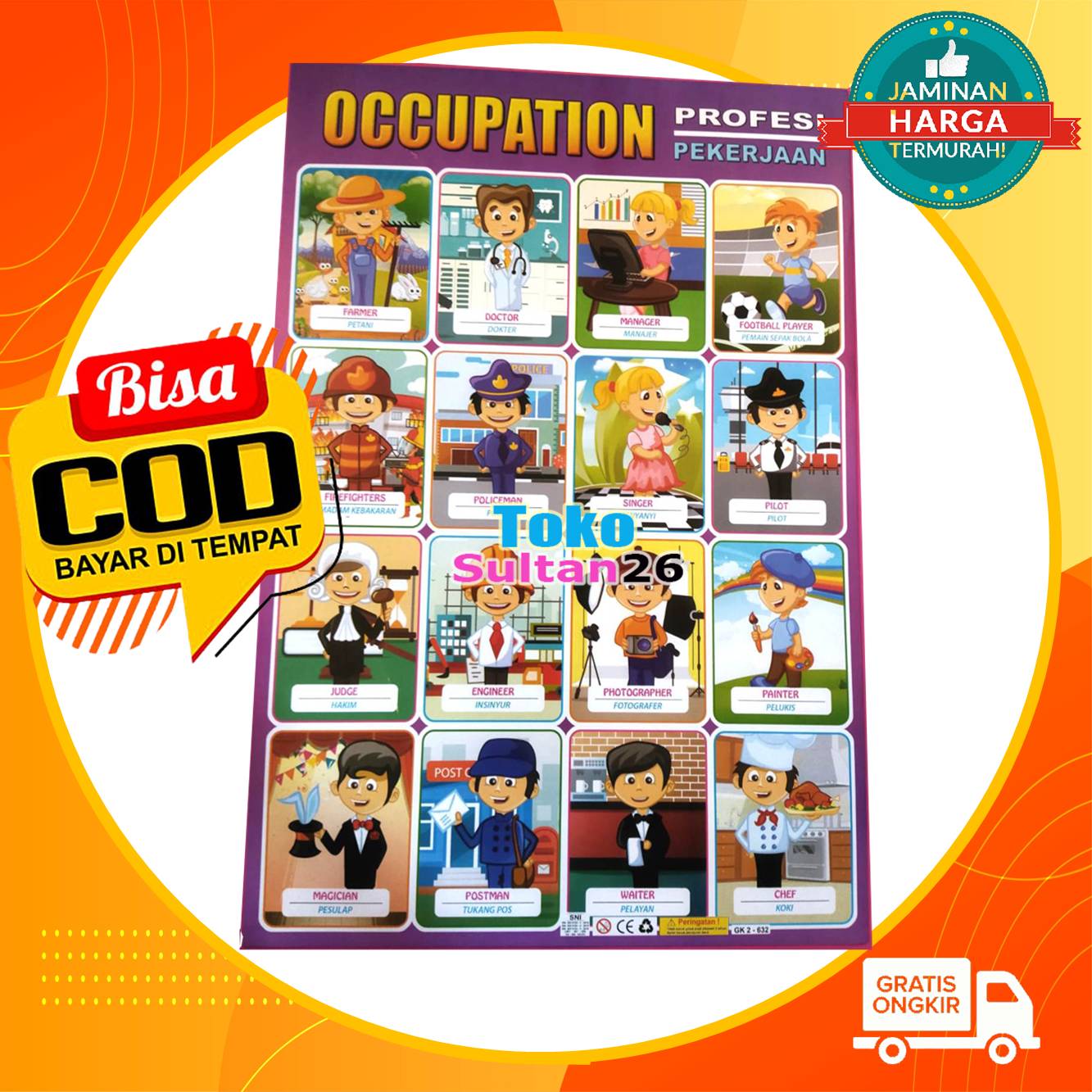 Poster Gambar Edukasi Belajar Mengenal Profesi Pekerjaan Anak Balita ...