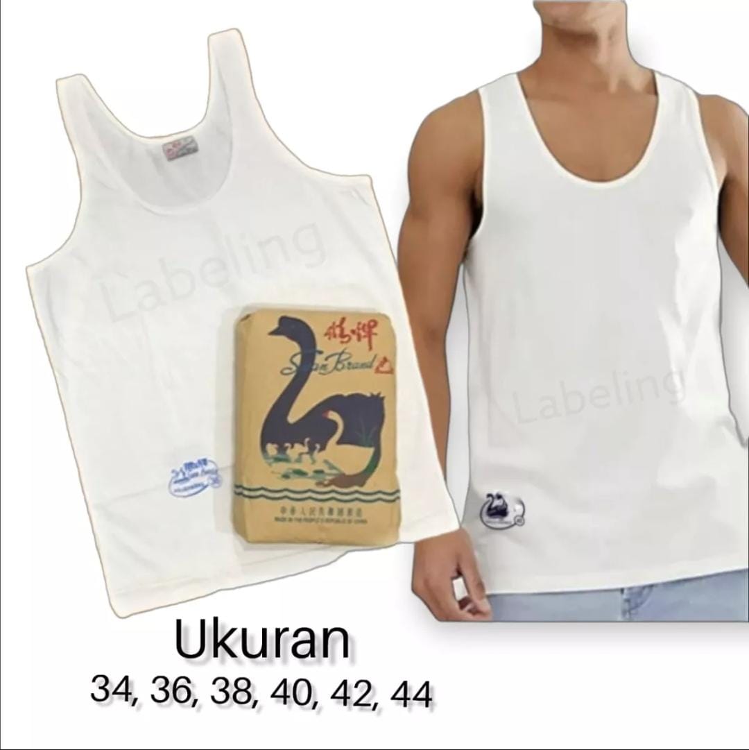 1 Pcs ( Singlet Atau tidak Berlengan)100% Swan Brand Kaos Dalam Singlet ...