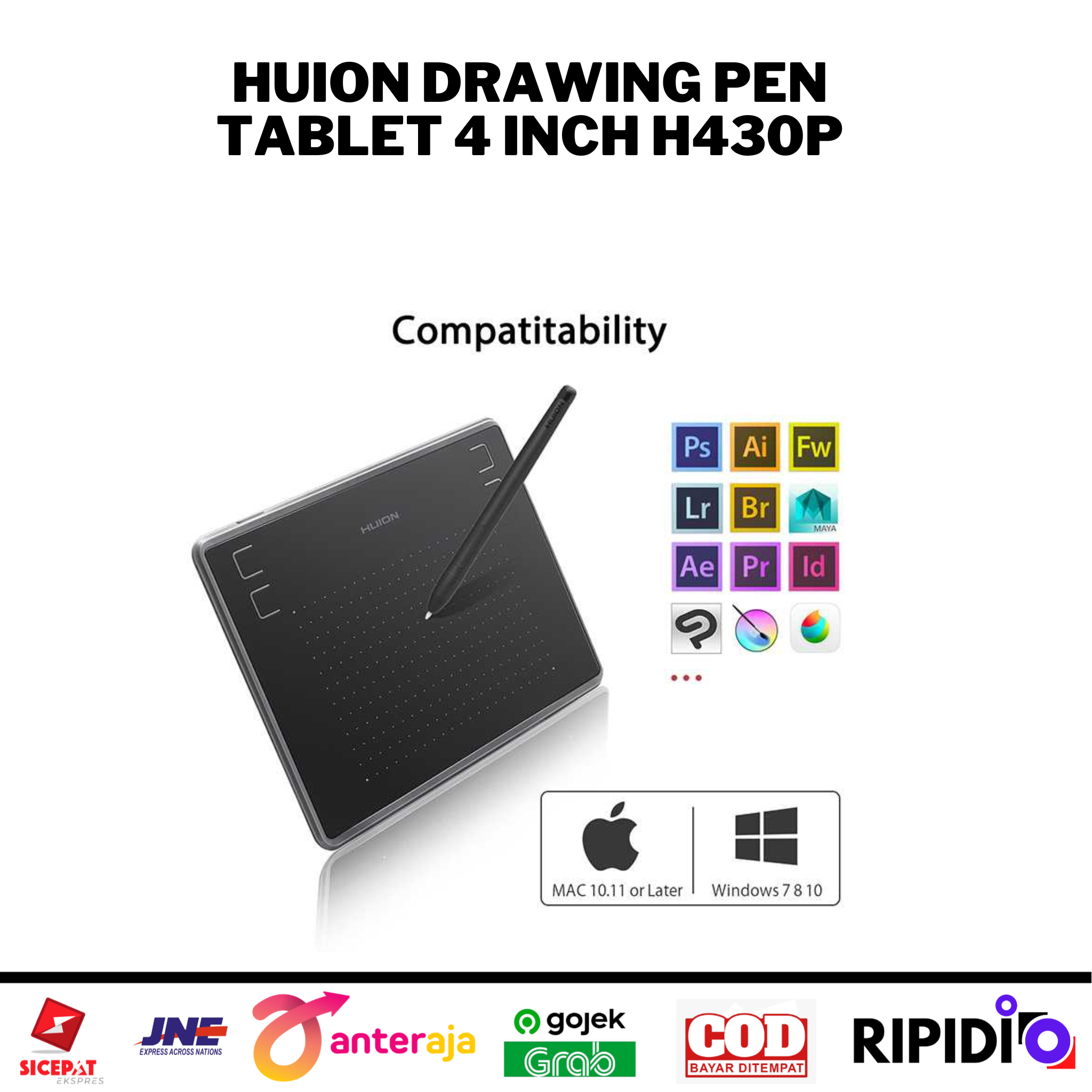 Drawing Pen Tablet 4 Inch HUION H430P | Lazada Indonesia