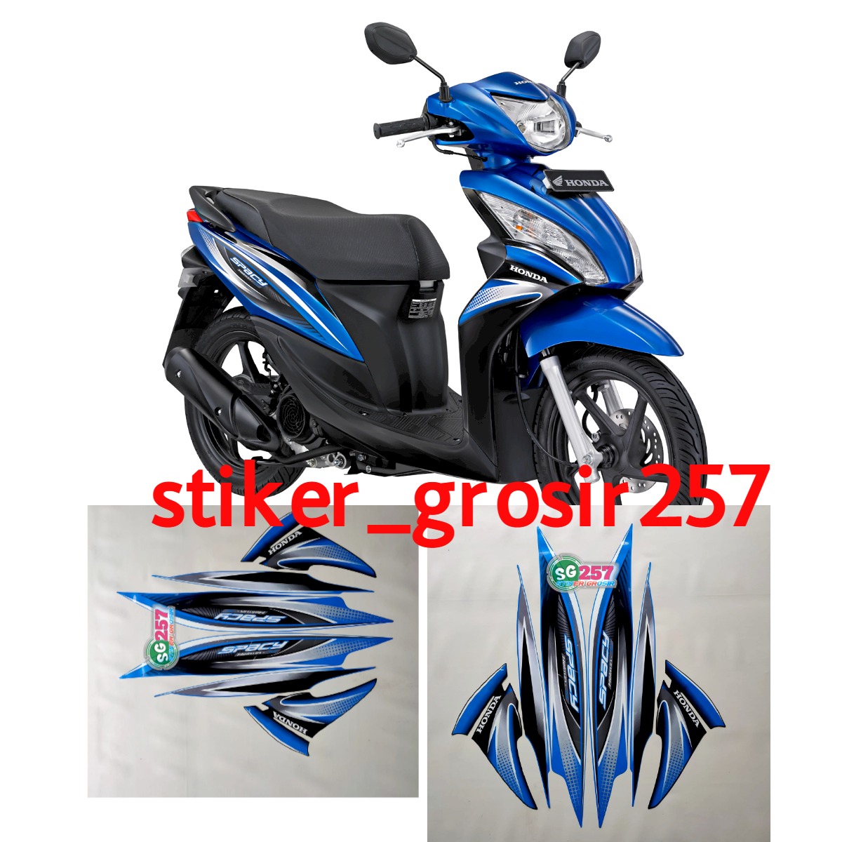 STIKER STRIPING & LIS BODY HONDA SPACY 2012 2013 WARNA BIRU STANDAR ...