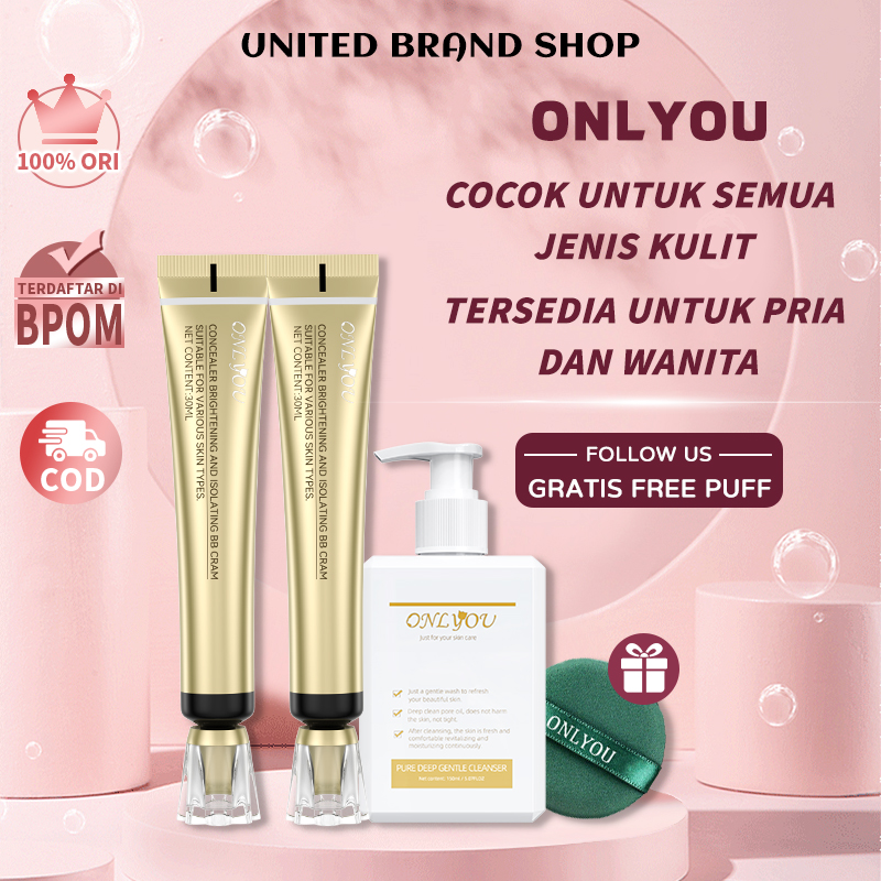 【Puff Gratis】4pcs ONLYOU Alas Bedak Cair Concealer Dua Paket Otentik ...