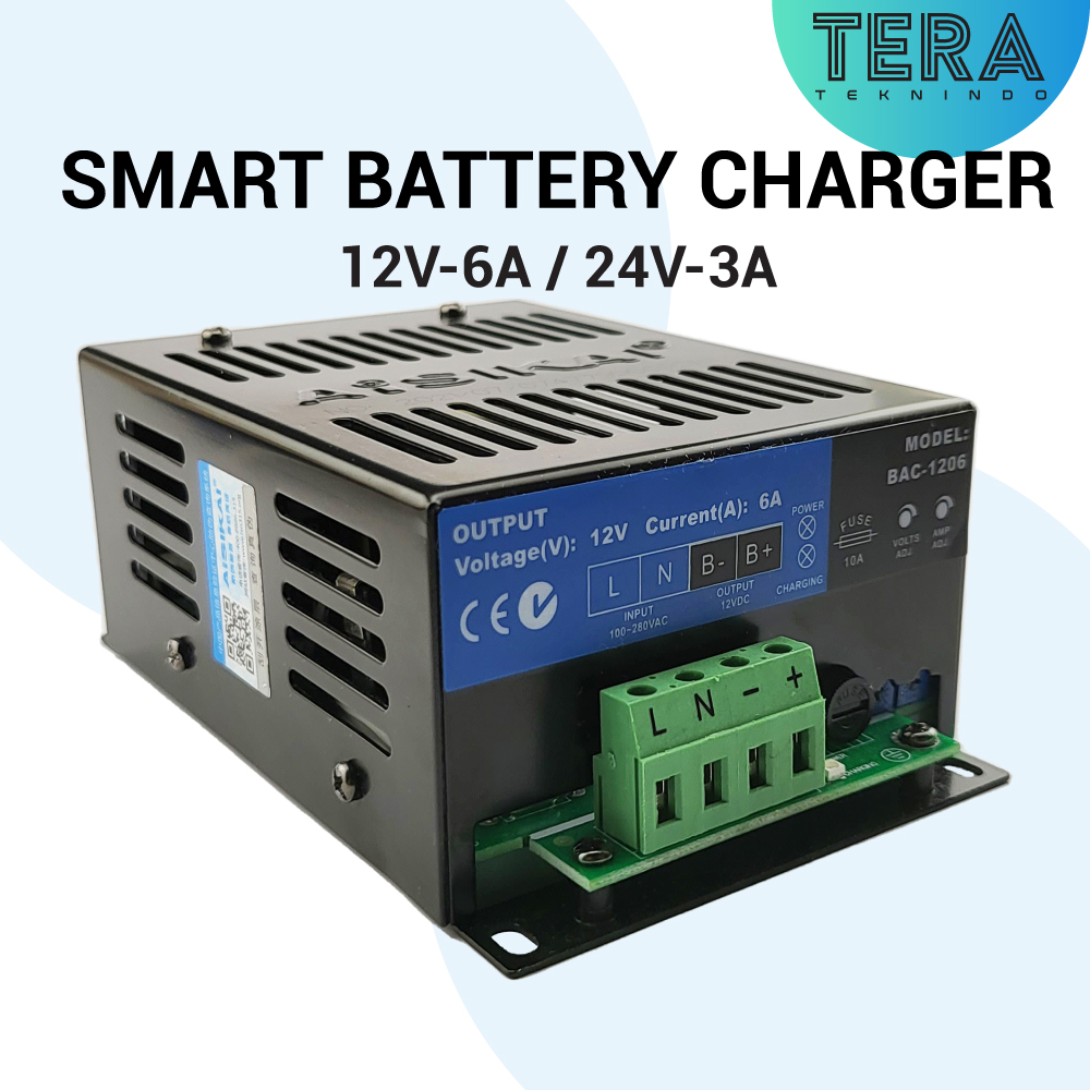 SMART BATTERY CHARGER AUTO 12V 6A / 24V 3A Panel ATS, Autostart Genset ...