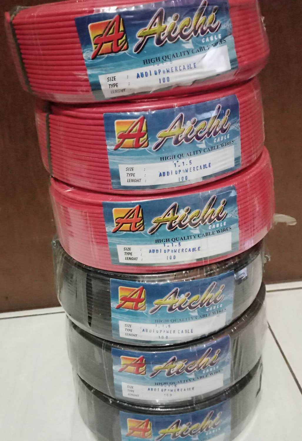 aichi kabel kawat tunggal NYA 1X1.5 X80 METER AICHI warna MERAH DAN ...