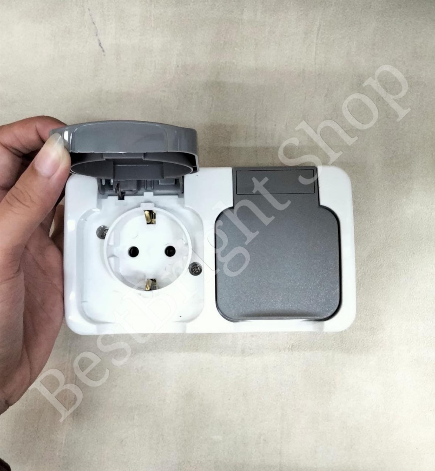 BROCO Atlantic Double Socket Outlet Outdoor Stop Kontak Tutup 2252 ...