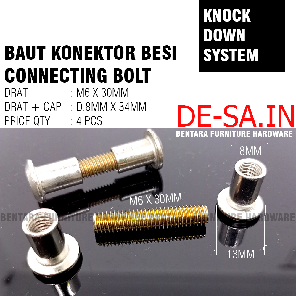 4 x BAUT M6 X 30 MM CONNECTING CHICAGO BOLT - BAUT SAMBUNG KONEKTOR ...