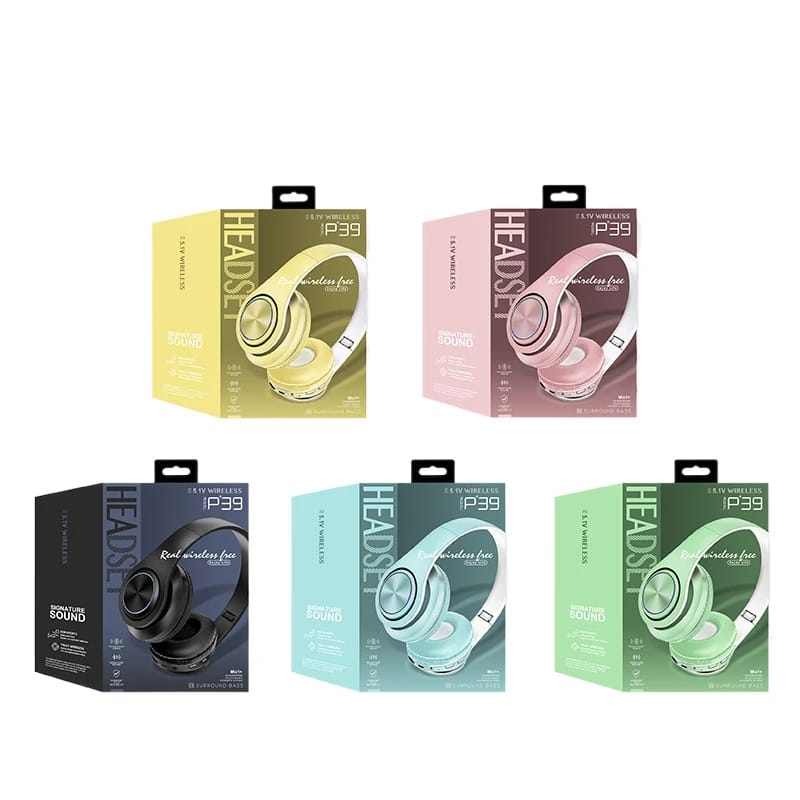 Headphone Bluetooth Macaron P39 Headset Bando Wireless Earphone ...