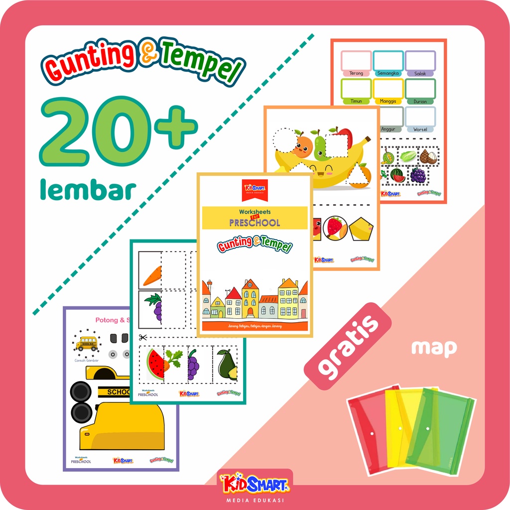 Busy Book 40 Hal Worksheet Anak 2 3 4 5 6 Tahun Aktivitas Menggunting ...