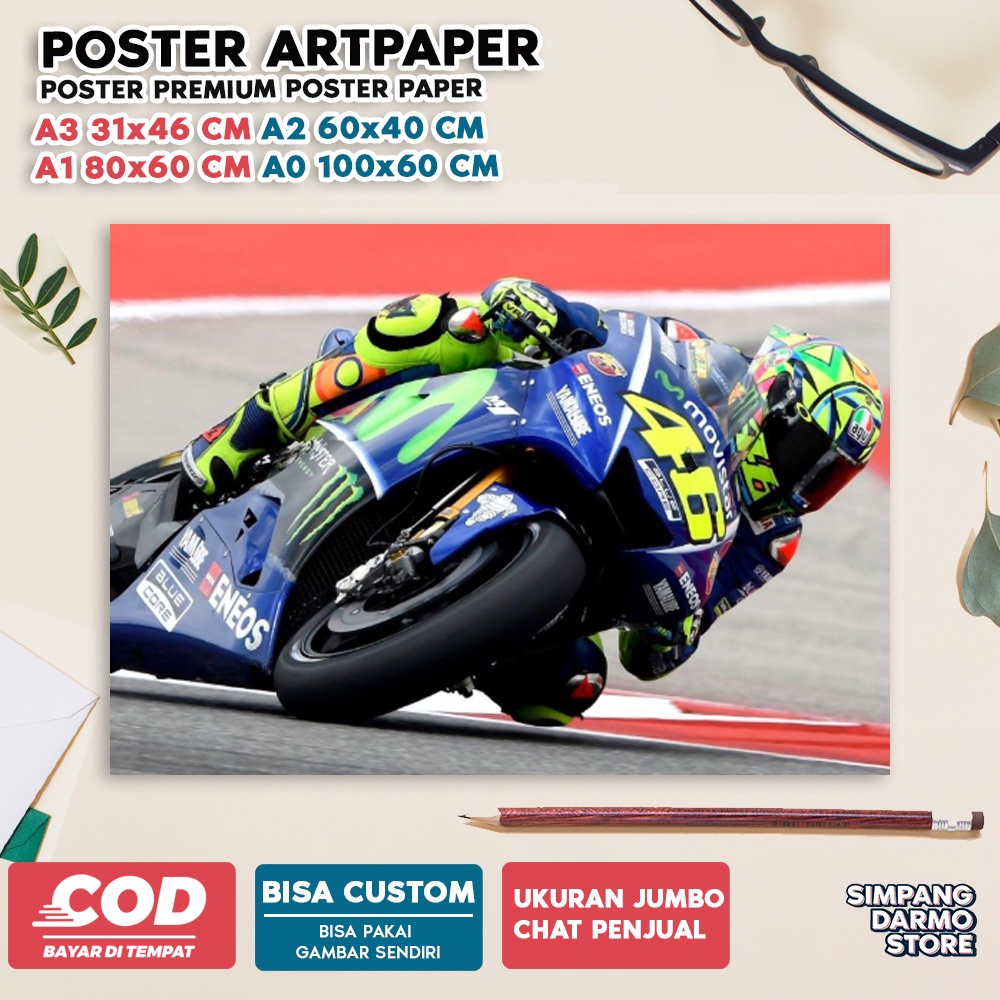 Poster Valentino Rossi VR46 Moto GP Pembalap Legendaris MotoGP ...