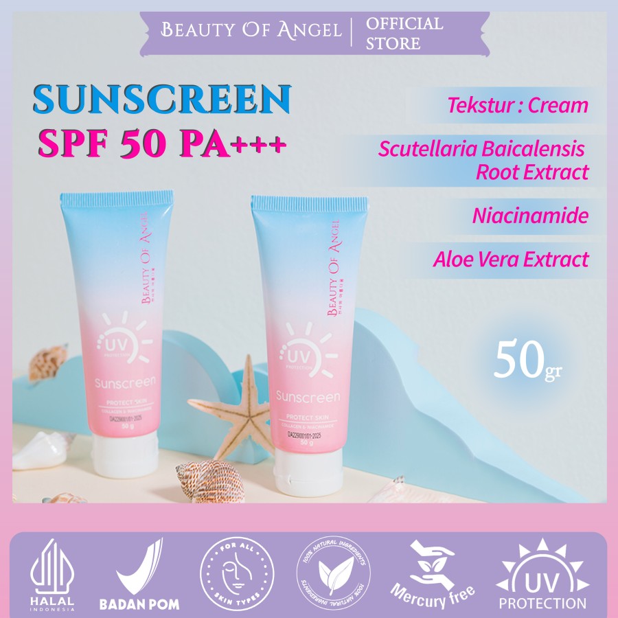 Beauty Of Angel Sunscreen Gel SPF50 PA+++ Melindungi Sinar UV BPOM ...