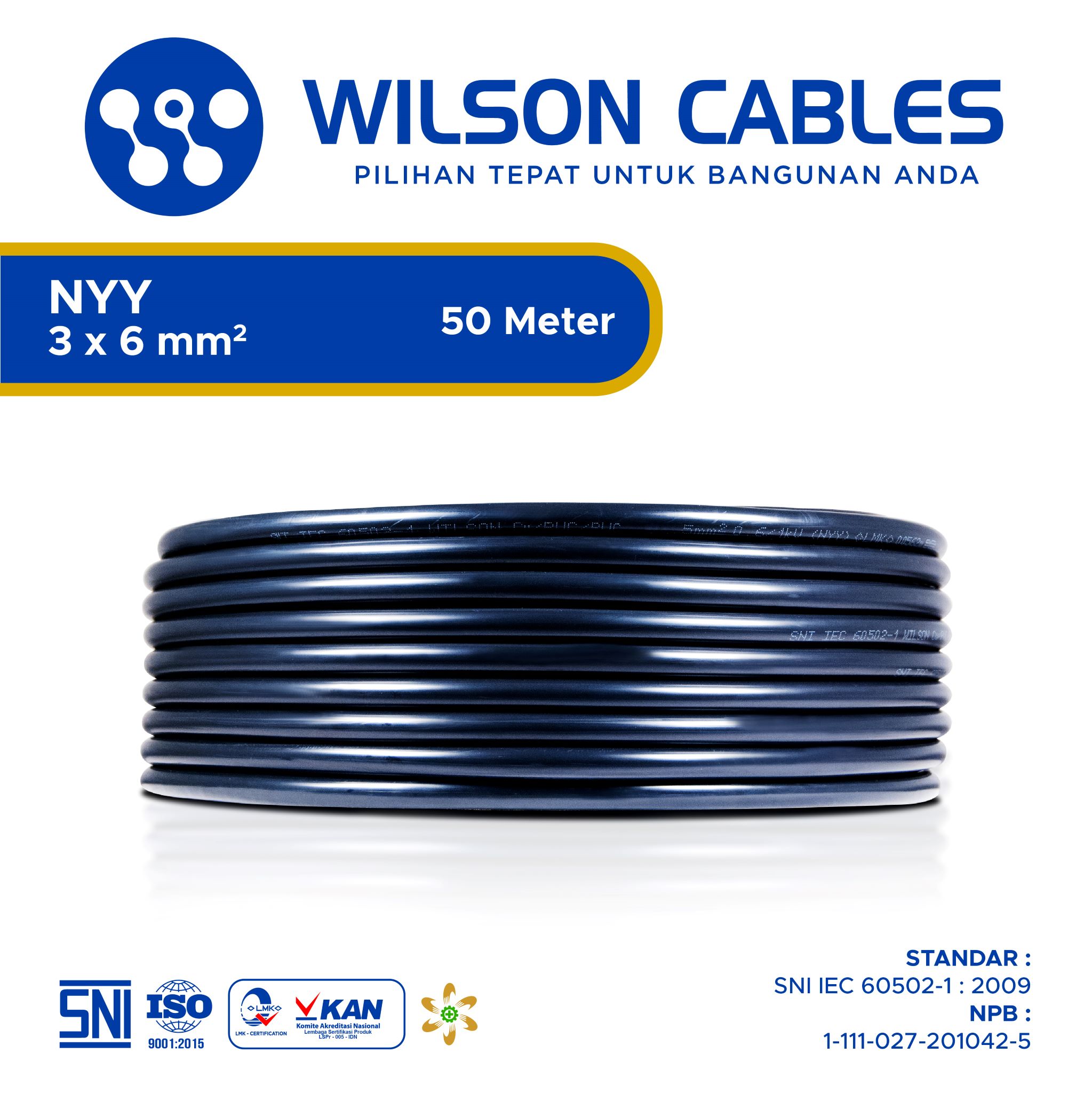 Kabel NYY 3x6 Mm2 50 Meter Hitam Kabel Listrik Tembaga Wilson Cables Kabel NYY 3x6 Mm2 50 Meter Hitam Kabel Listrik Tembaga Wilson Cables