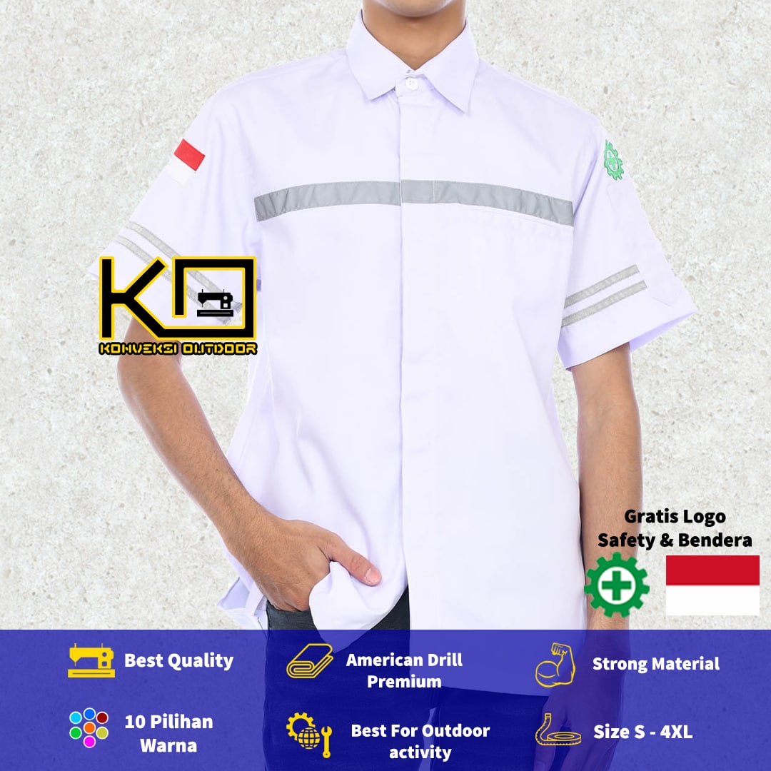 BAJU KEMEJA ATASAN SERAGAM WEARPACK SAFETY K3 OUTDOOR LENGAN PENDEK ...