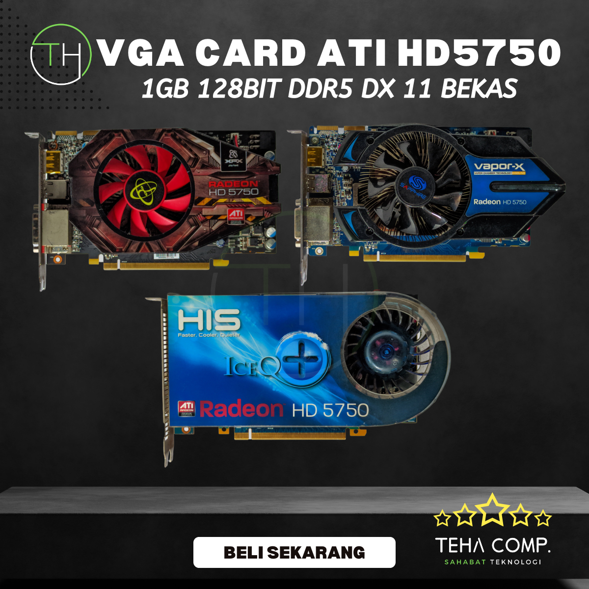 VGA Card Bekas 1GB 256Bit 128 64 Bit DDR5 DDR3 DX10 Dirext 11 Branded ...