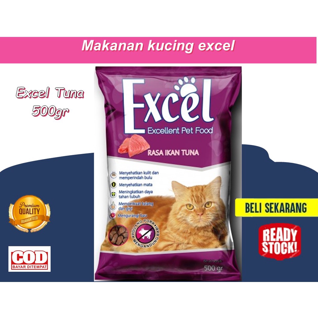 Excel Cat Food 500 Gram Makanan Kucing murah Donat ikan rasa tuna fresh ...