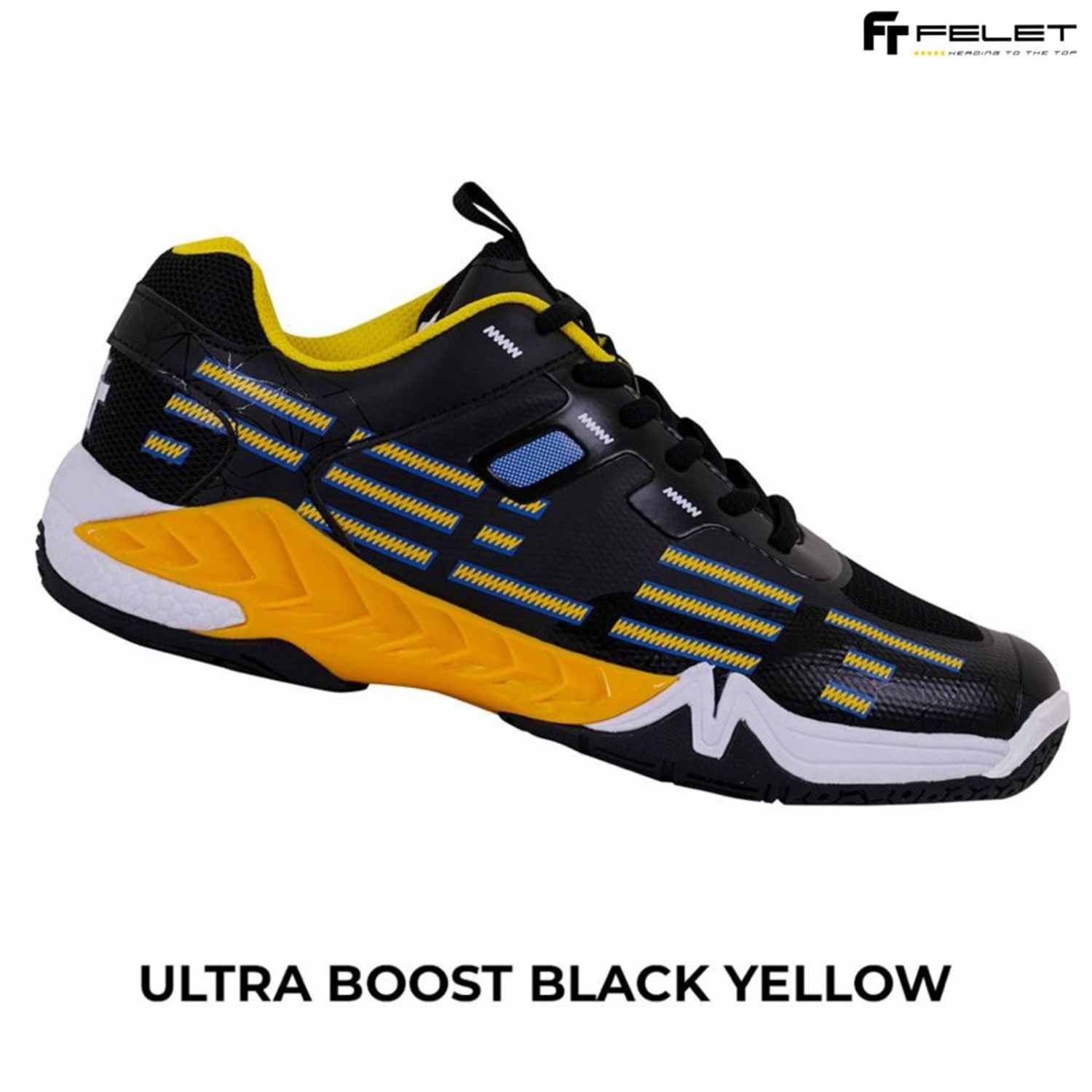 Sepatu Badminton Felet Ultra Boost Black Yellow | Lazada Indonesia