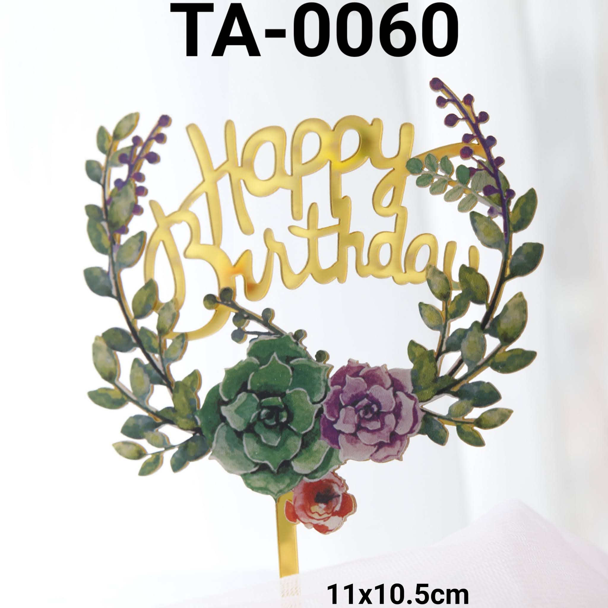 TA-0060 Cake topper akrilik tulisan happy birthday bunga | Lazada Indonesia