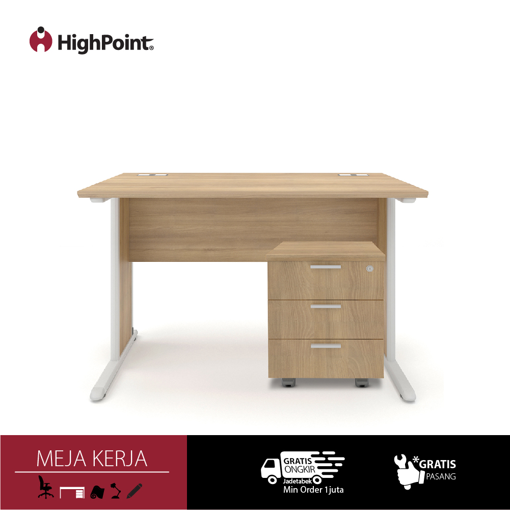 HighPoint Meja Kerja / Meja Kantor SIX + Laci Dorong | Lazada Indonesia