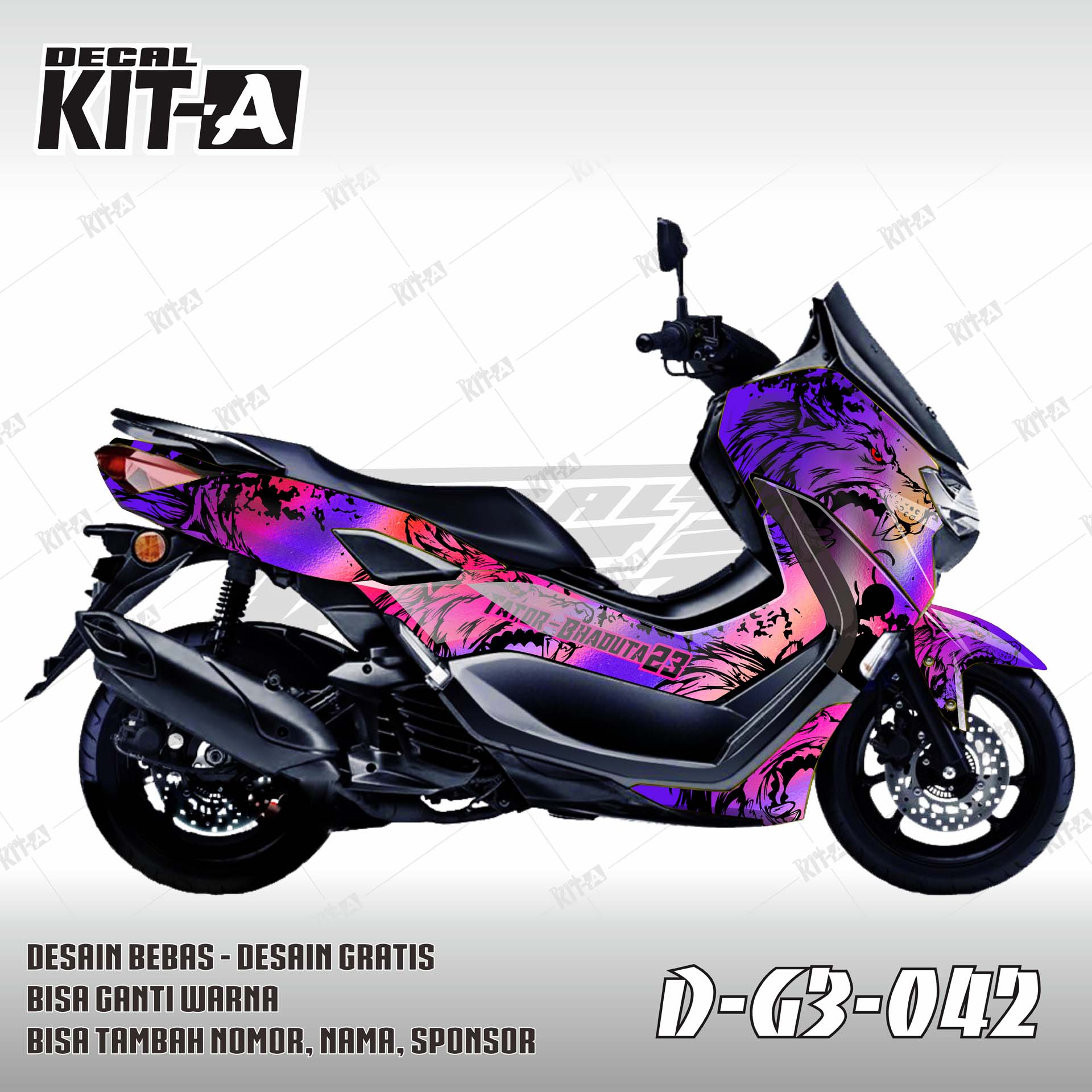 Sticker Nmax full body serigala pink ungu decal stiker nmax new 2022 ...