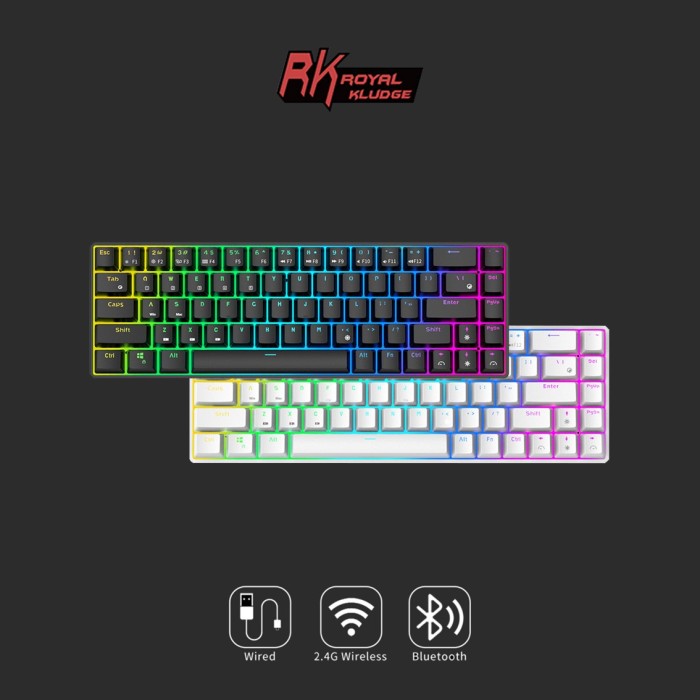 Royal Kludge RK68 Tri-Modes RGB Mechanical Wireless Bluetooth Keyboard ...