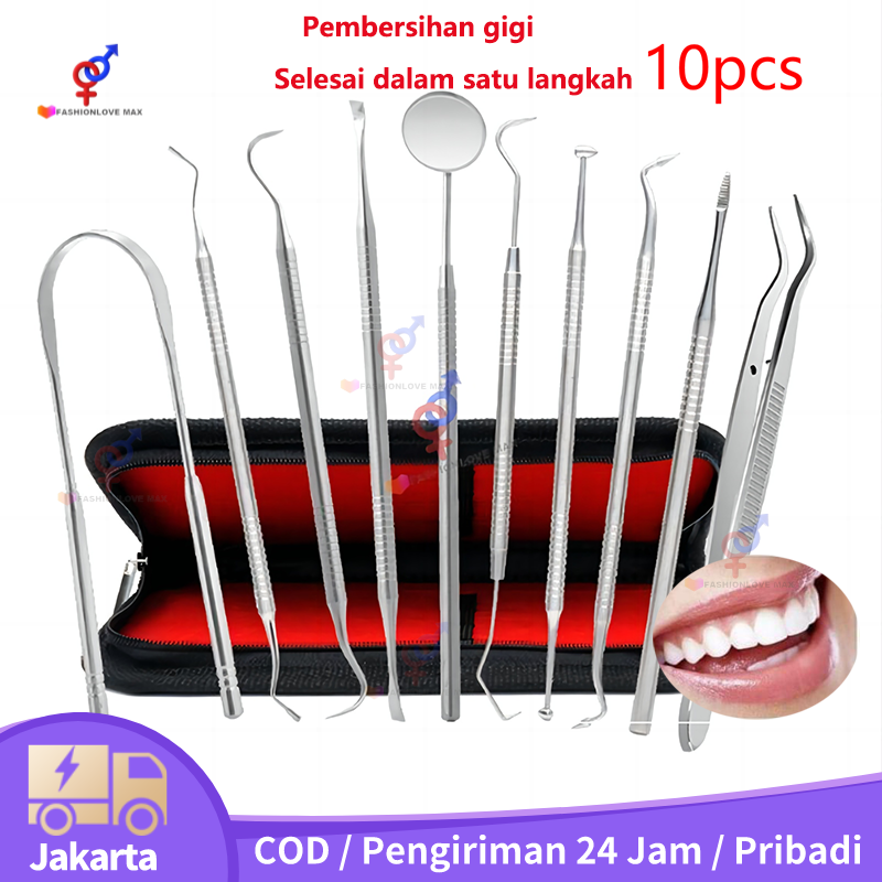 10 Buah Set Alat Dokter Gigi Baja Tahan Karat Set Perawatan Mulut Alat ...