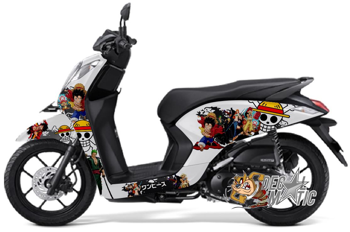 Stiker Full Body Decal Motor Honda Genio Merah Putih Hitam - oNE pIECE ...