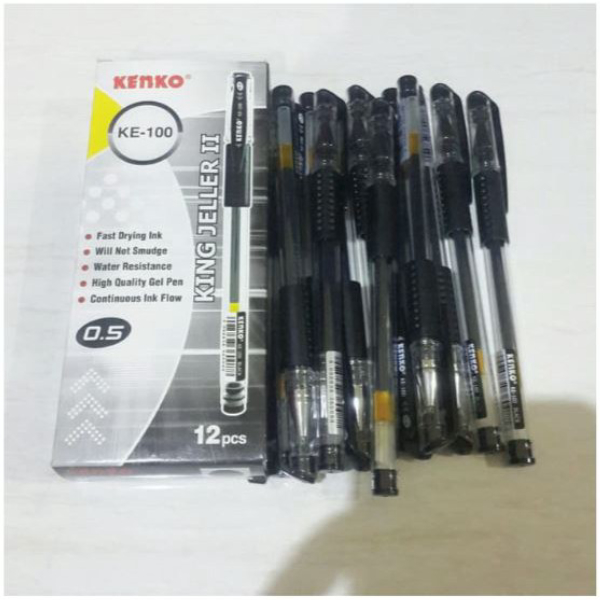 Pulpen Gel Kenko Warna Hitam( KE-100 ) | Lazada Indonesia