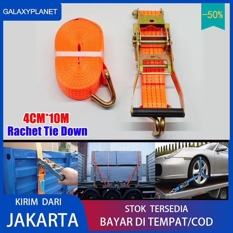 (Dikirim Dari Jakarta)Tali Kecepatan Ratchet Tie Down 4cm x 4/6/8/10 ...