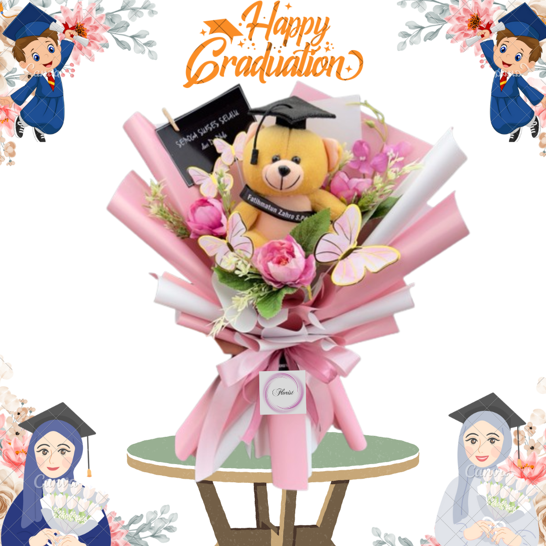 Buket Boneka Bunga WIsuda Artificial Terbaru Mewah Elegan Bouquet ...