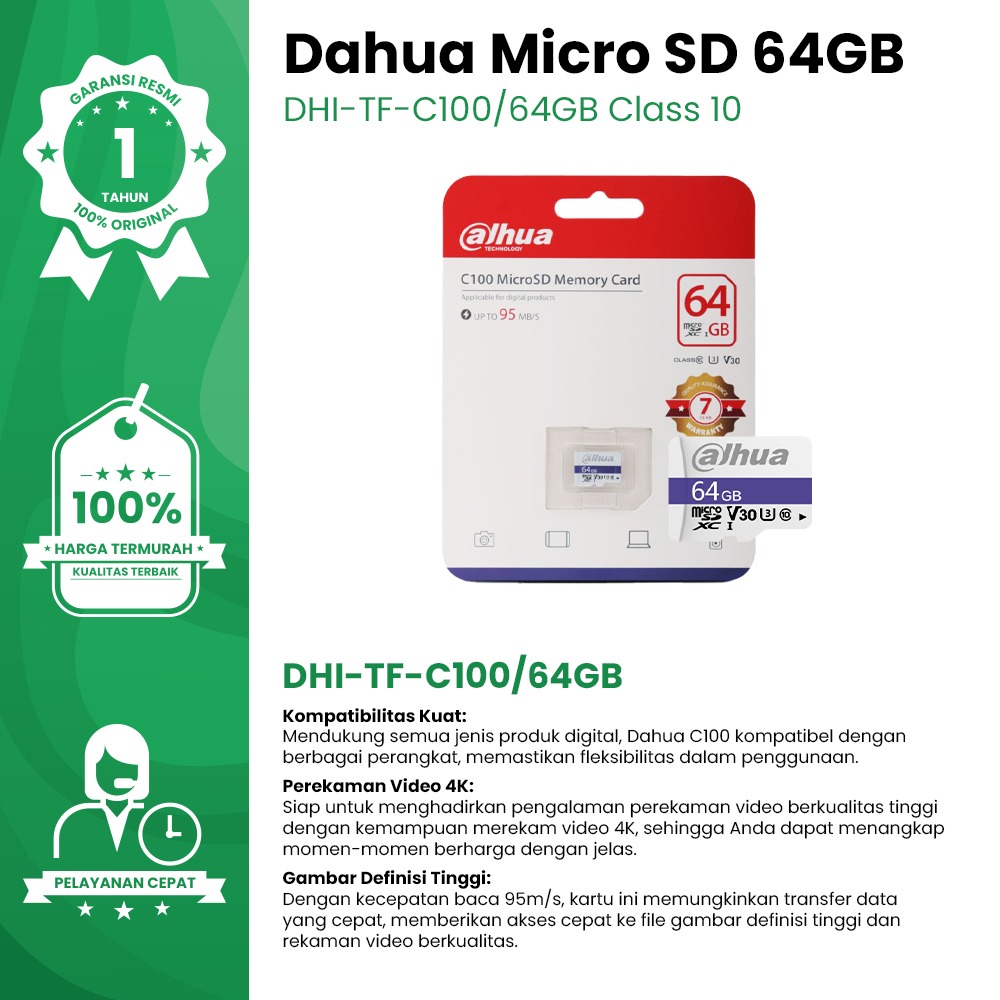 Micro SD Dahua 64GB DHI-TF-C100/64GB | Lazada Indonesia