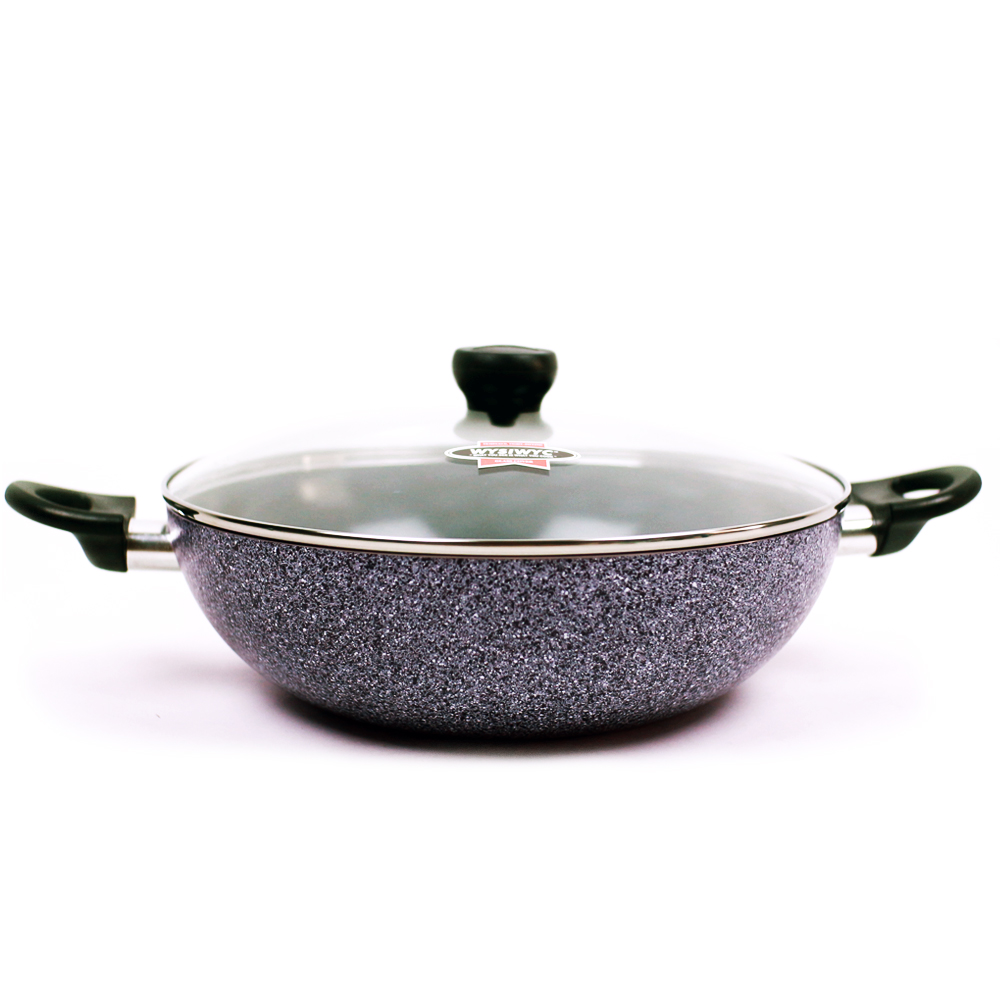 Maxim neostone wok 30cm + tutup kaca / Wajan Penggorengan Marble ...