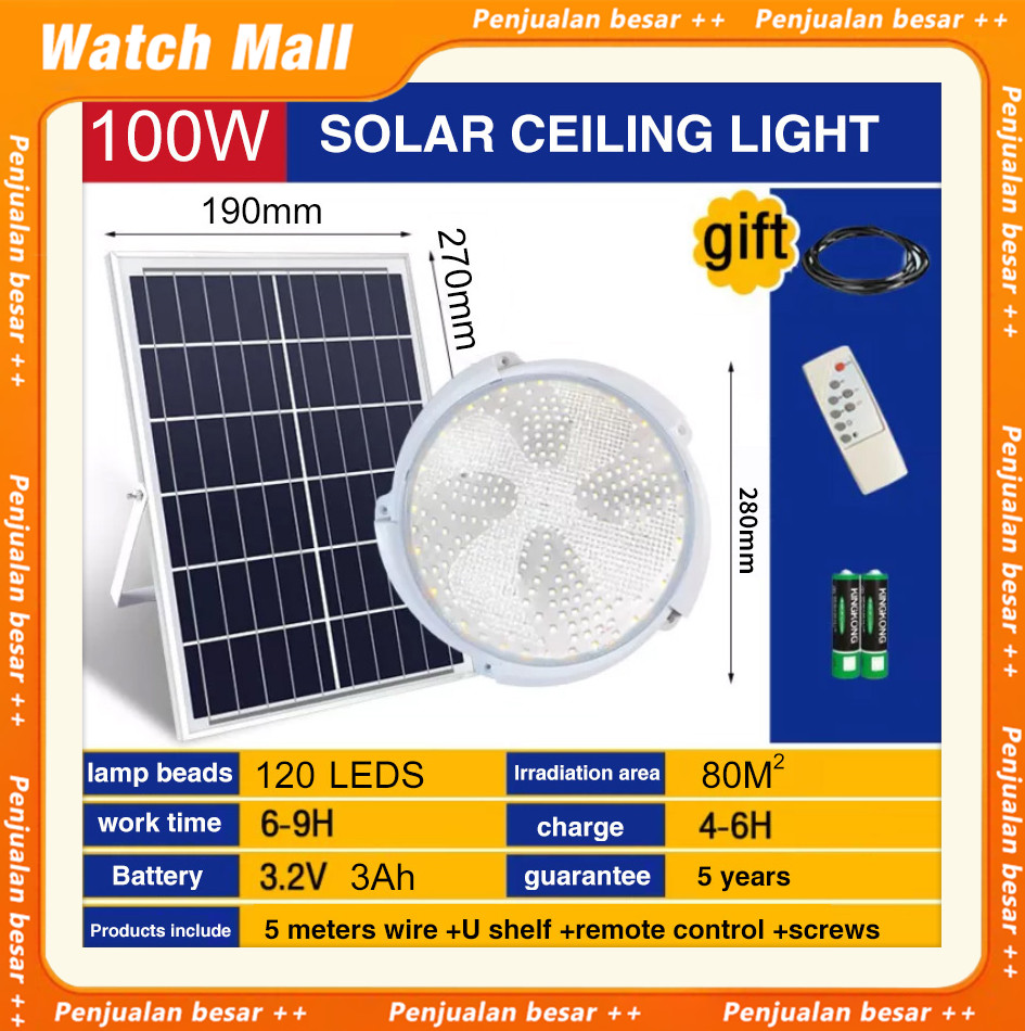 Solar Ceiling Lampu 100W /200W Lampu Solar Cell Lampu Langit-langit ...