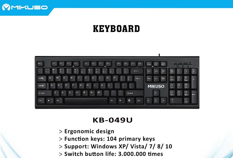 Keyboard USB NISUTA MIKUSO KB-049U Keyboard Wired Original Mikuso ...