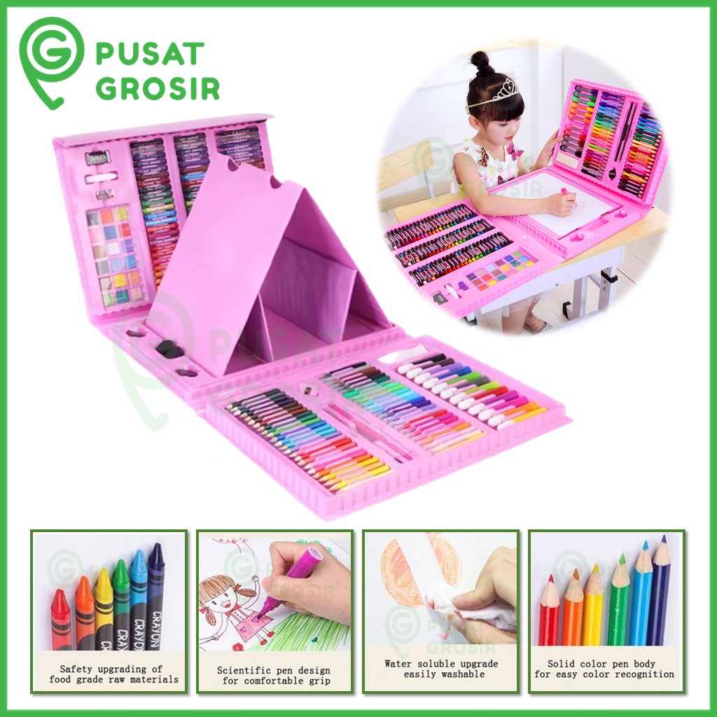 Art Set Crayon isi 208 Spidol Kerayon pensil warna koper color pencil ...