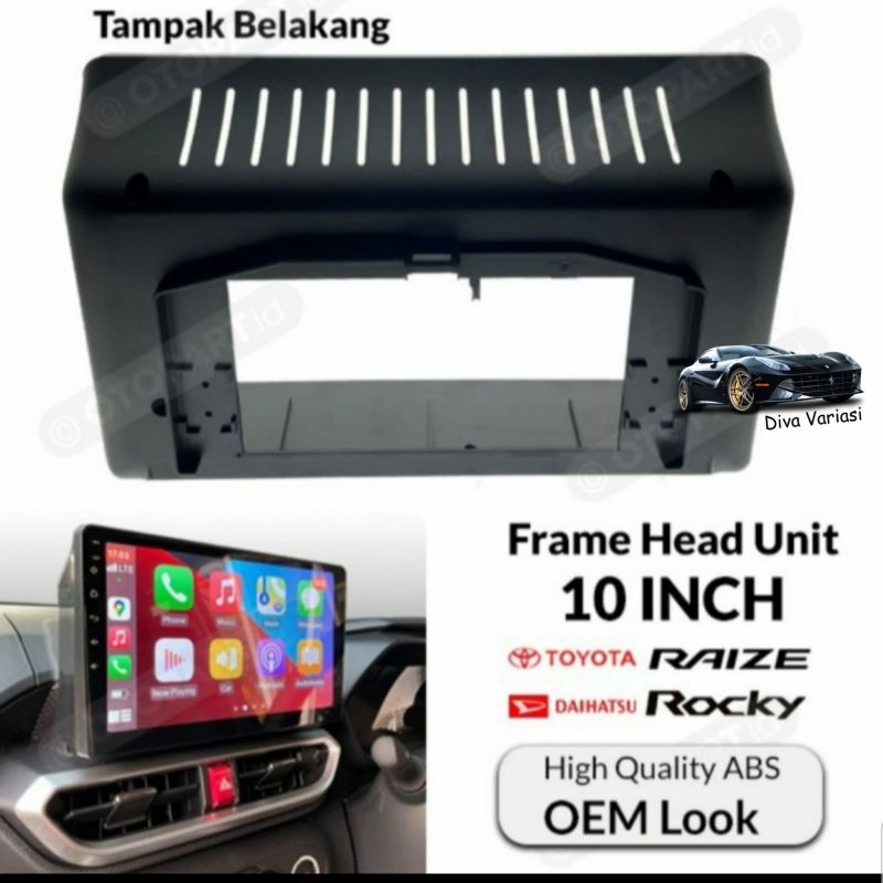 frame double din head unit 10 inch oem mobil toyota raize/daihatsu ...