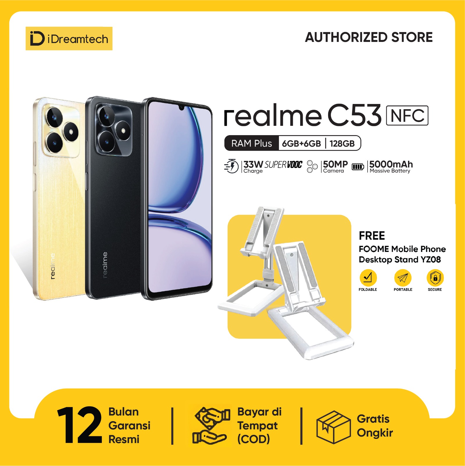 realme C53 6GB+6GB*|128GB Garansi Resmi (33W SUPERVOOC Charge | 50MP AI Camera | 5000 Battery ...
