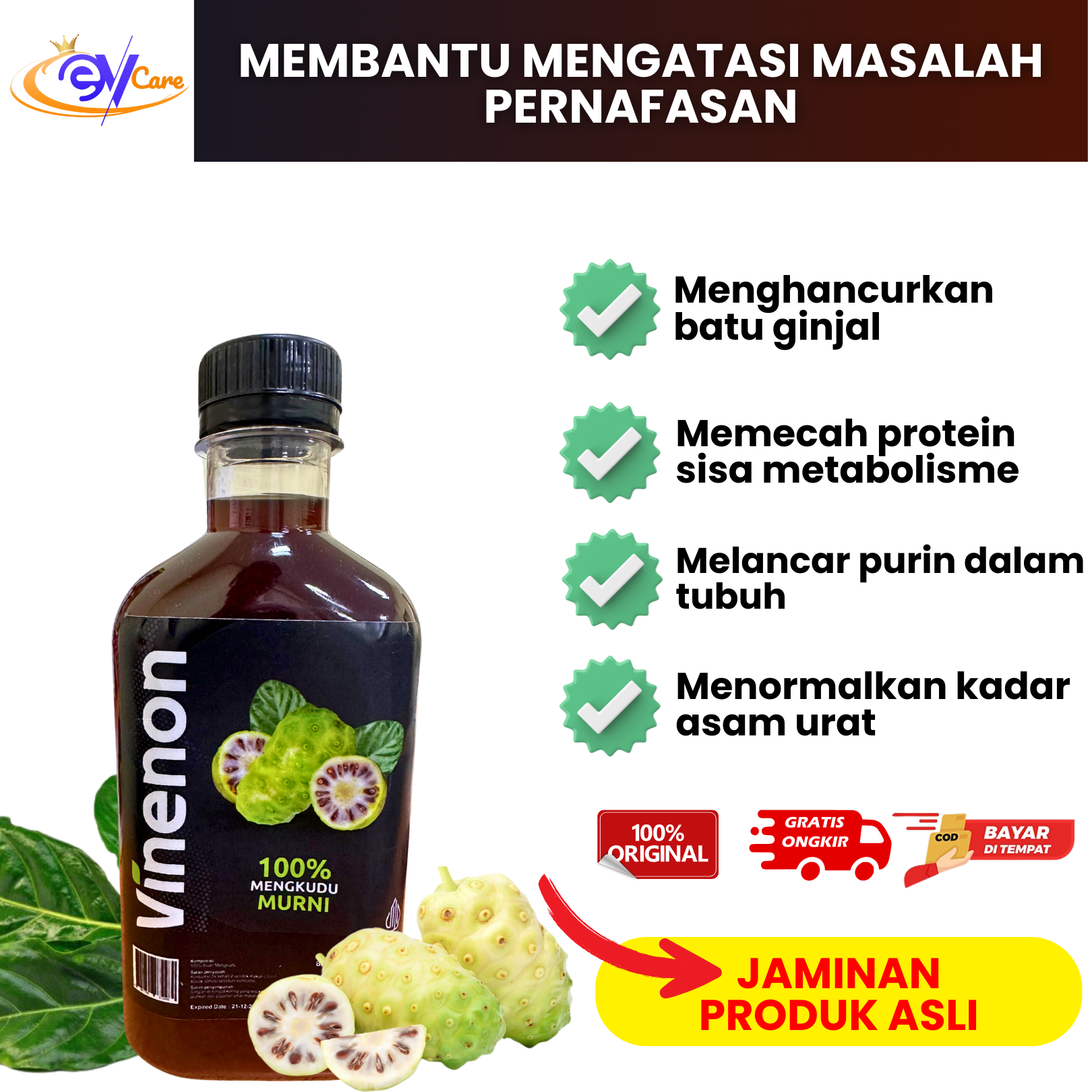 Vinenon Cuka Mengkudu Penghancur Batu Ginjal Herbal Alami 300 ML ...
