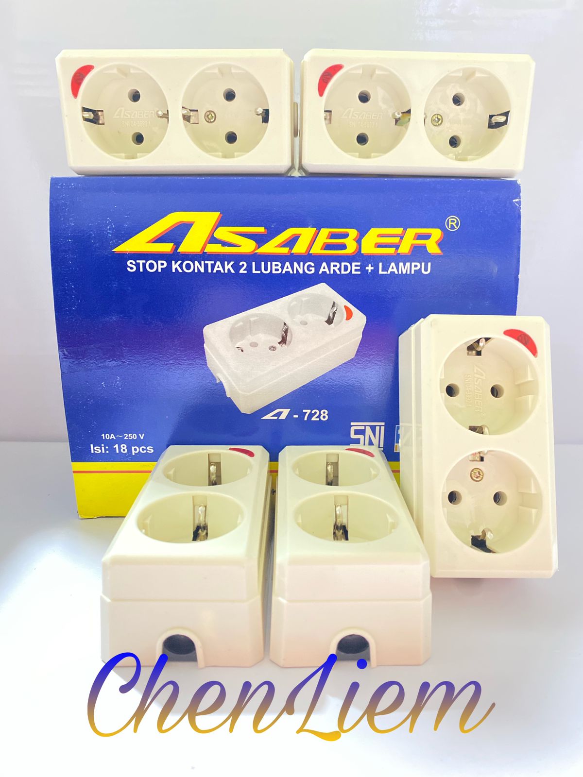 1 Dus Stop Kontak Asaber 2 Lubang 3 Lubang 4 Lubang Arde + Lampu / Terminal / SNI | Lazada Indonesia